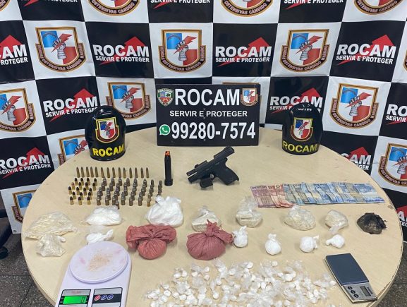 Rocam detém homem com arma, munições e drogas na zona leste - SSP